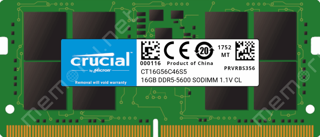 CT16G56C46S5 - Crucial 1x 16GB DDR5-5600 SODIMM PC5-44800S Single Rank ...